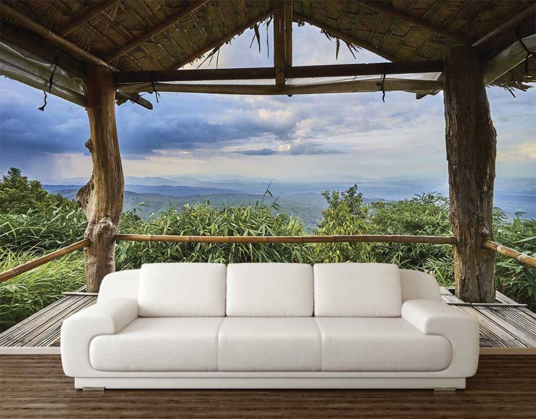 Veranda Wall Mural, PEEL AND STICK Wallpaper, Veranda Wall Covering ...