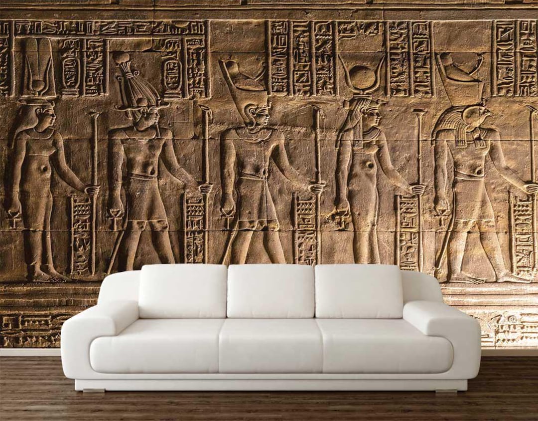 Egyptian Hieroglyphs Peel and Stick Wallpaper, Pharaoh Carving - Etsy
