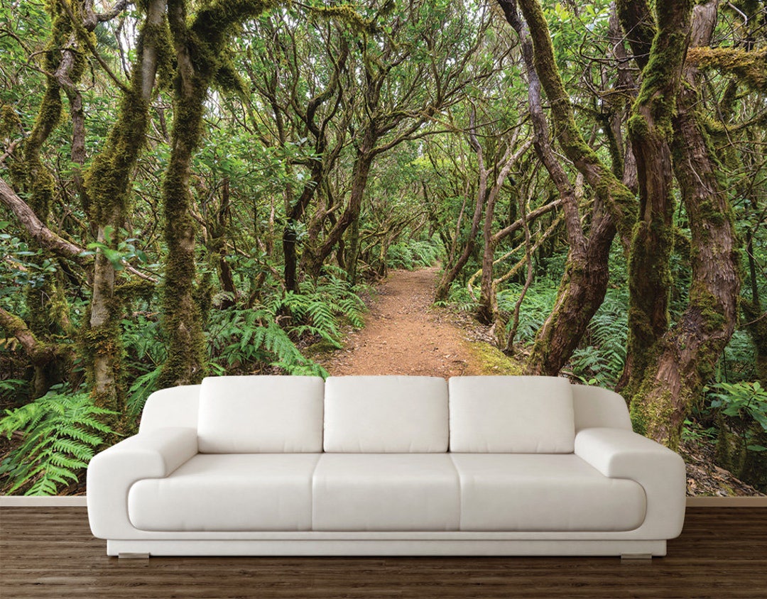 TREE TUNNEL WALL Art Forest Road Art, Peel and Stick, Trees Decal ...