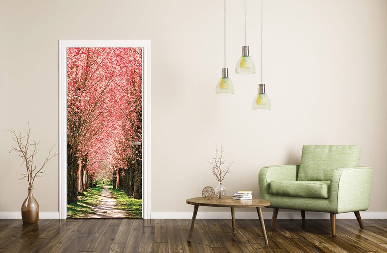 Pink Trees Door Decal Peel and Stick Vinyl Door Sticker | Etsy