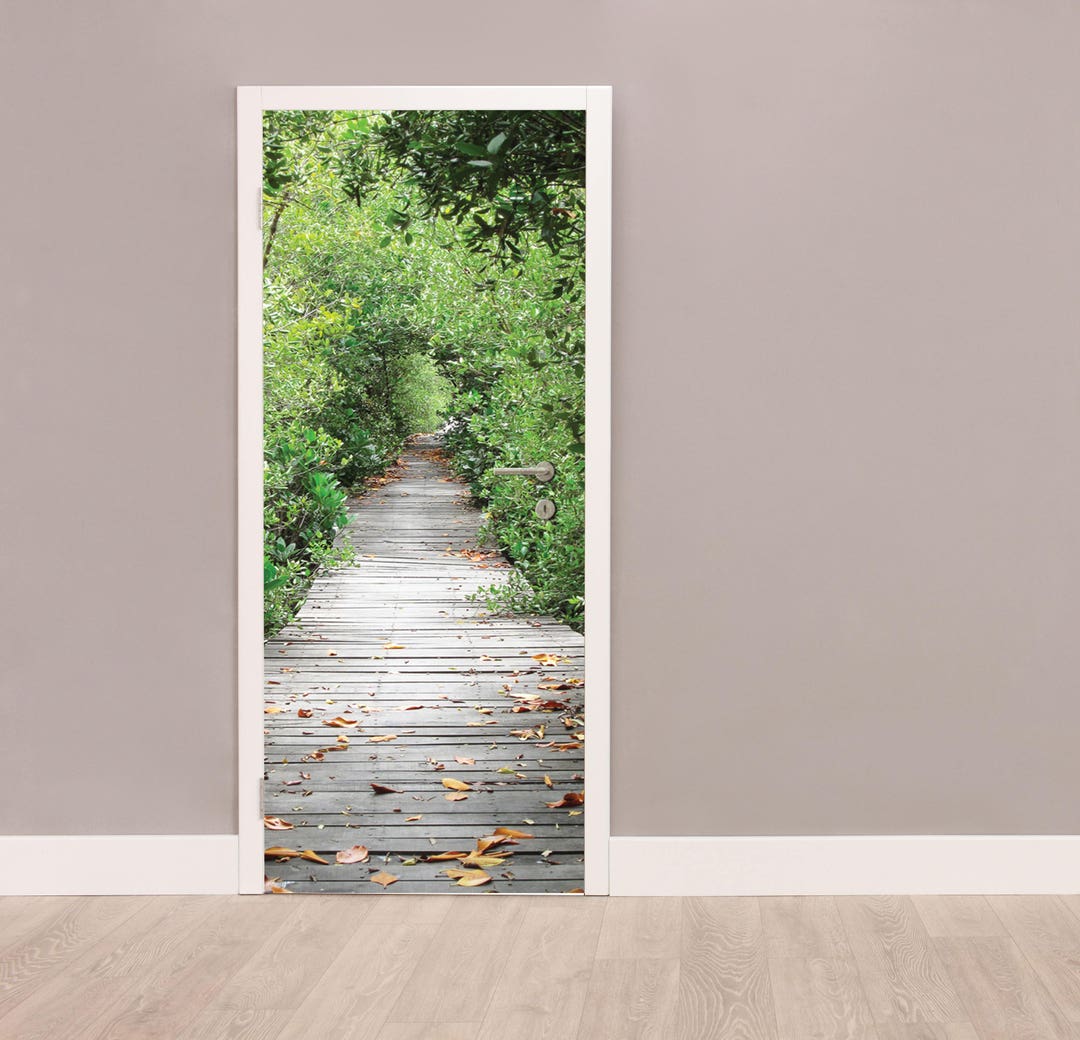 Forest Road Door Mural, Forest Décor, PEEL AND STICK, 3D Door Decal ...