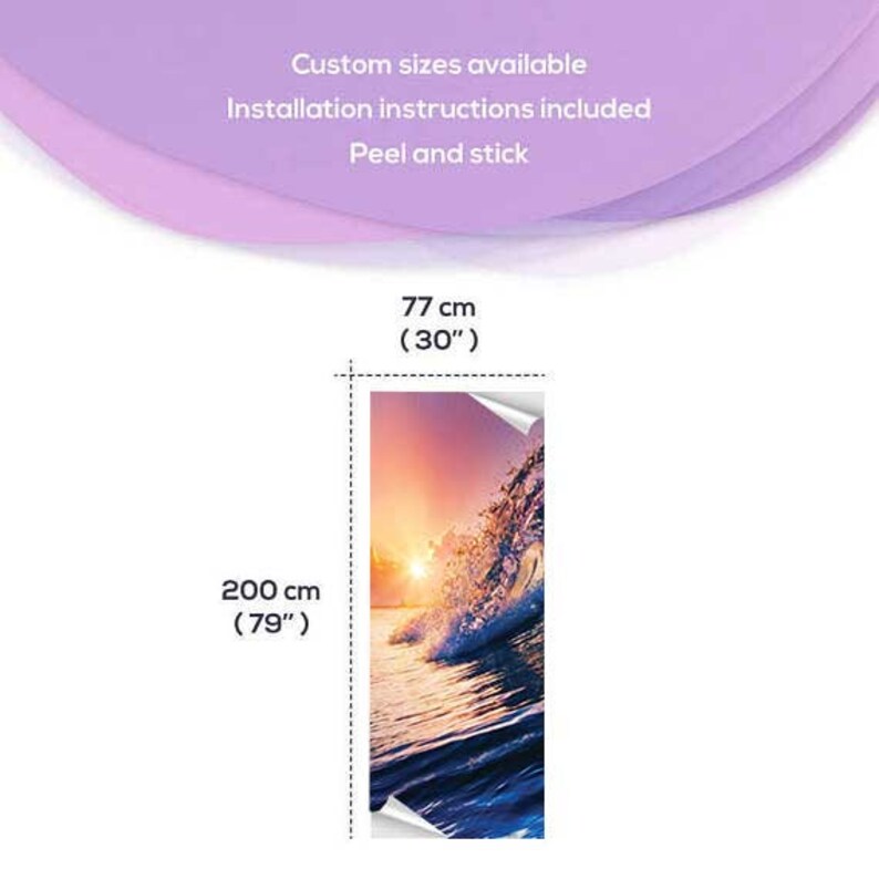Purple Sunset Door Sticker SURFING DOOR WRAP Wave Door - Etsy