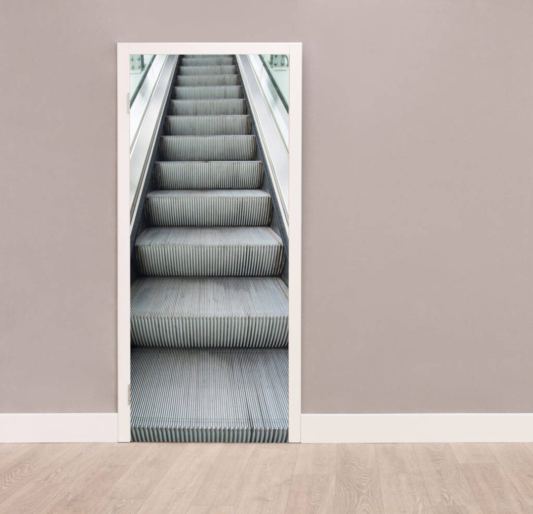 3D Escalator Door Mural: Self-adhesive Vinyl Wrap - Etsy
