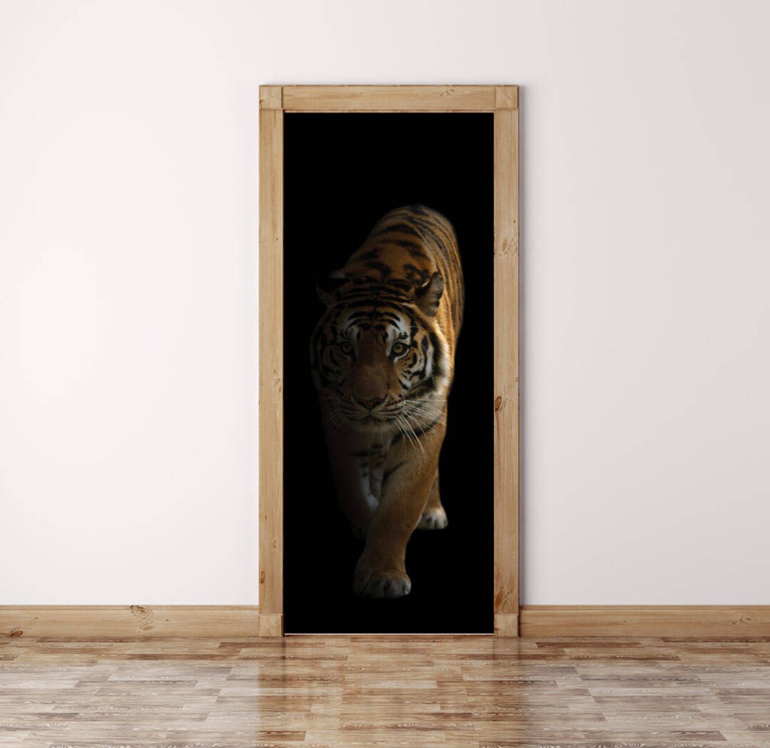 Tiger Door Decal: Peel and Stick Vinyl Mural - Etsy