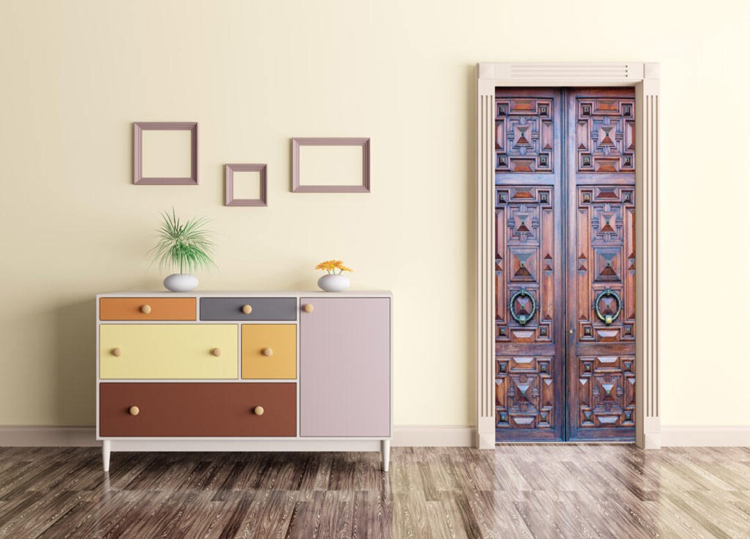 Retro Door Decal, Peel and Stick, Vinyl Door Sticker, Self-adhesive ...