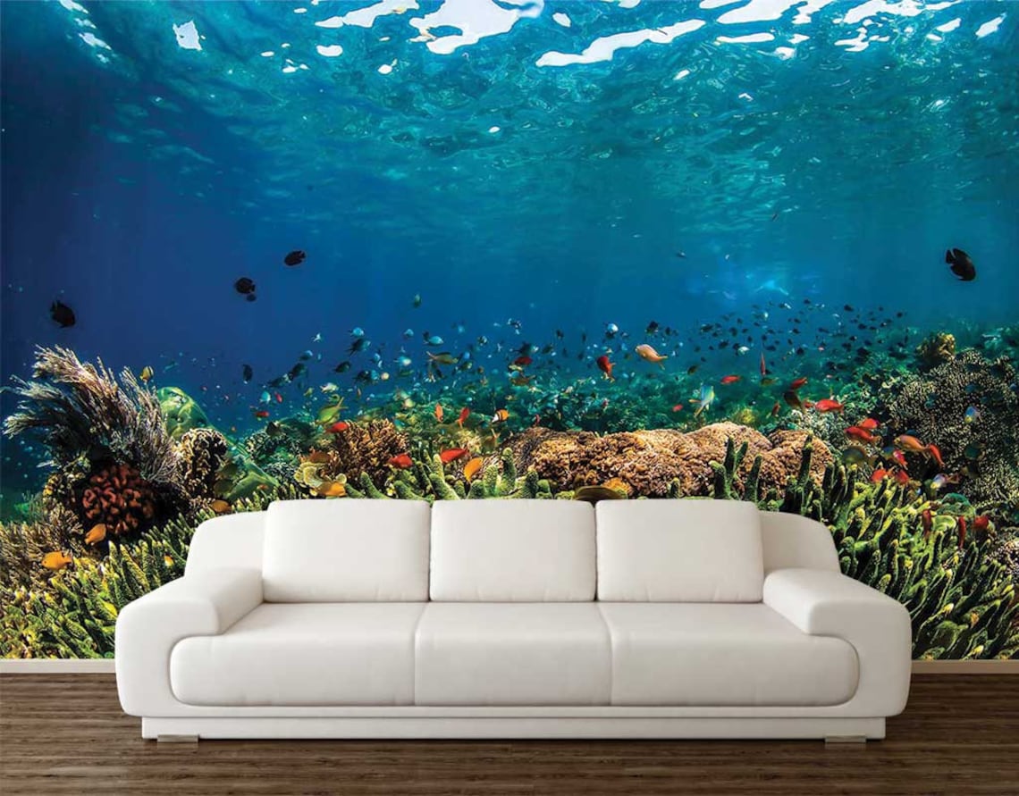 Ocean Underwater Wallpaper Wall Mural Underwater Corals Wall - Etsy