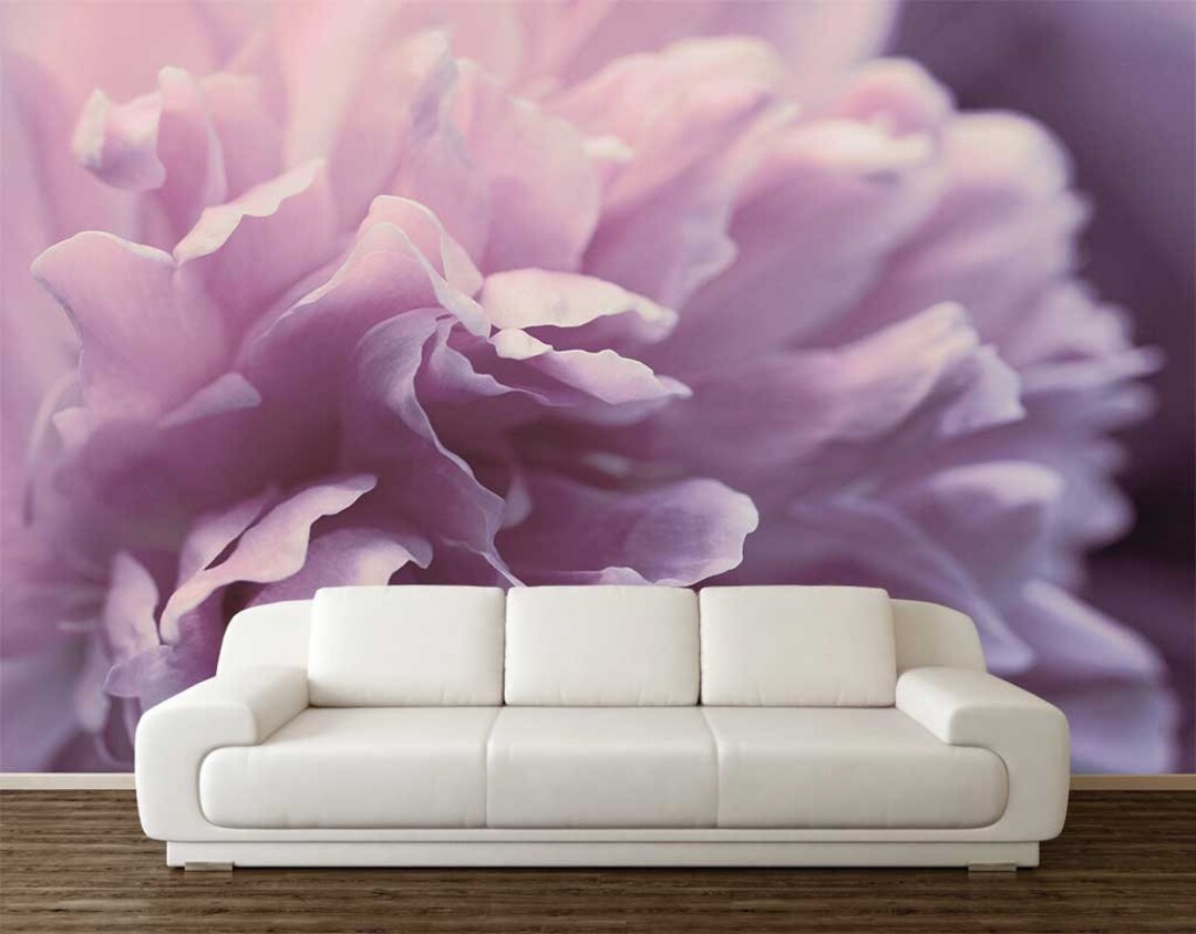 Purple Flower Wallpaper: Peel and Stick Vinyl Wall Mural - Etsy
