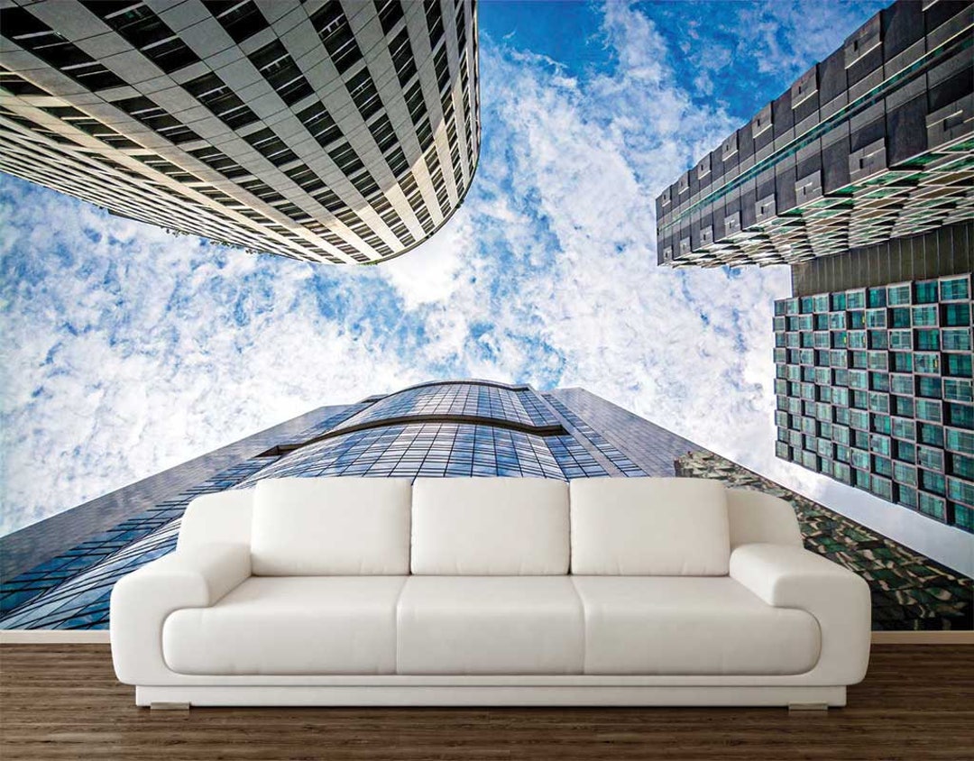 Skyscrapers Poster, SKY WALL ART, Sky Wallpaper, Peel and Stick ...