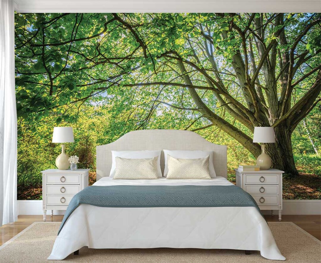 Green Tree Branches Wallpaper: Peel and Stick Wall Art - Etsy