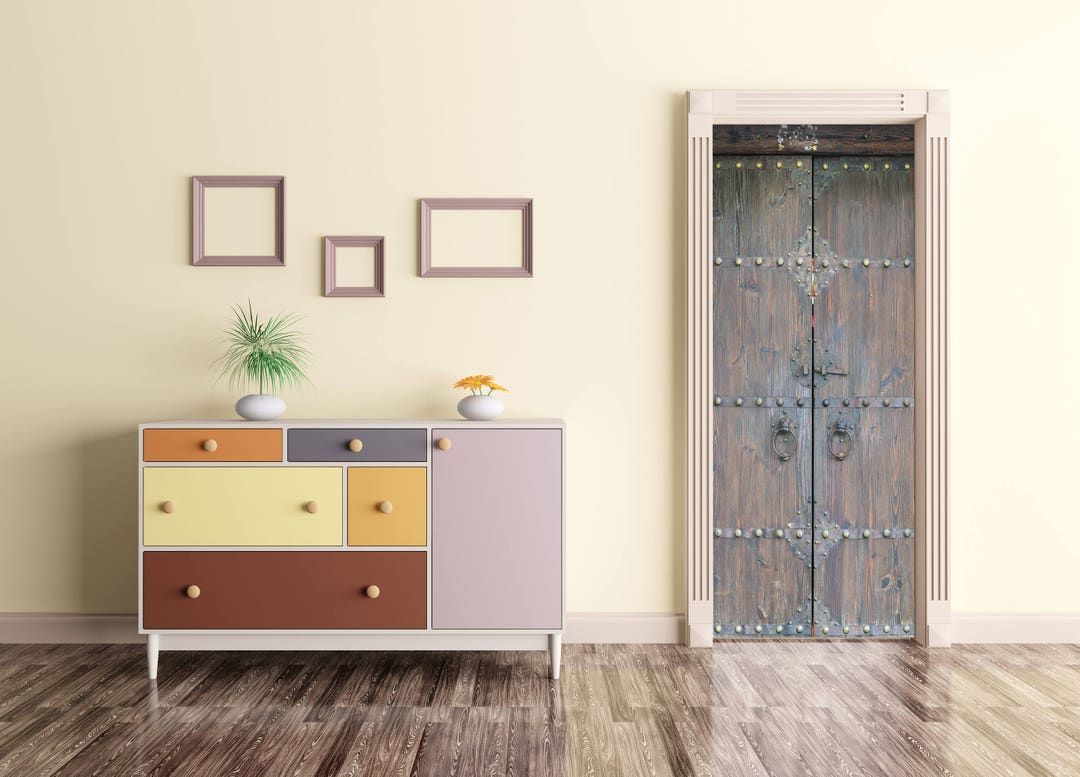 Wooden Door Mural, Door Decal, Self Adhesive Door Decal, Door Wrap ...