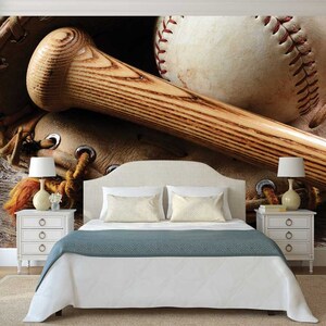 Baseball Wall Decal, Wall Mural Baseball, Sport Wall Decal, Wallpaper ...