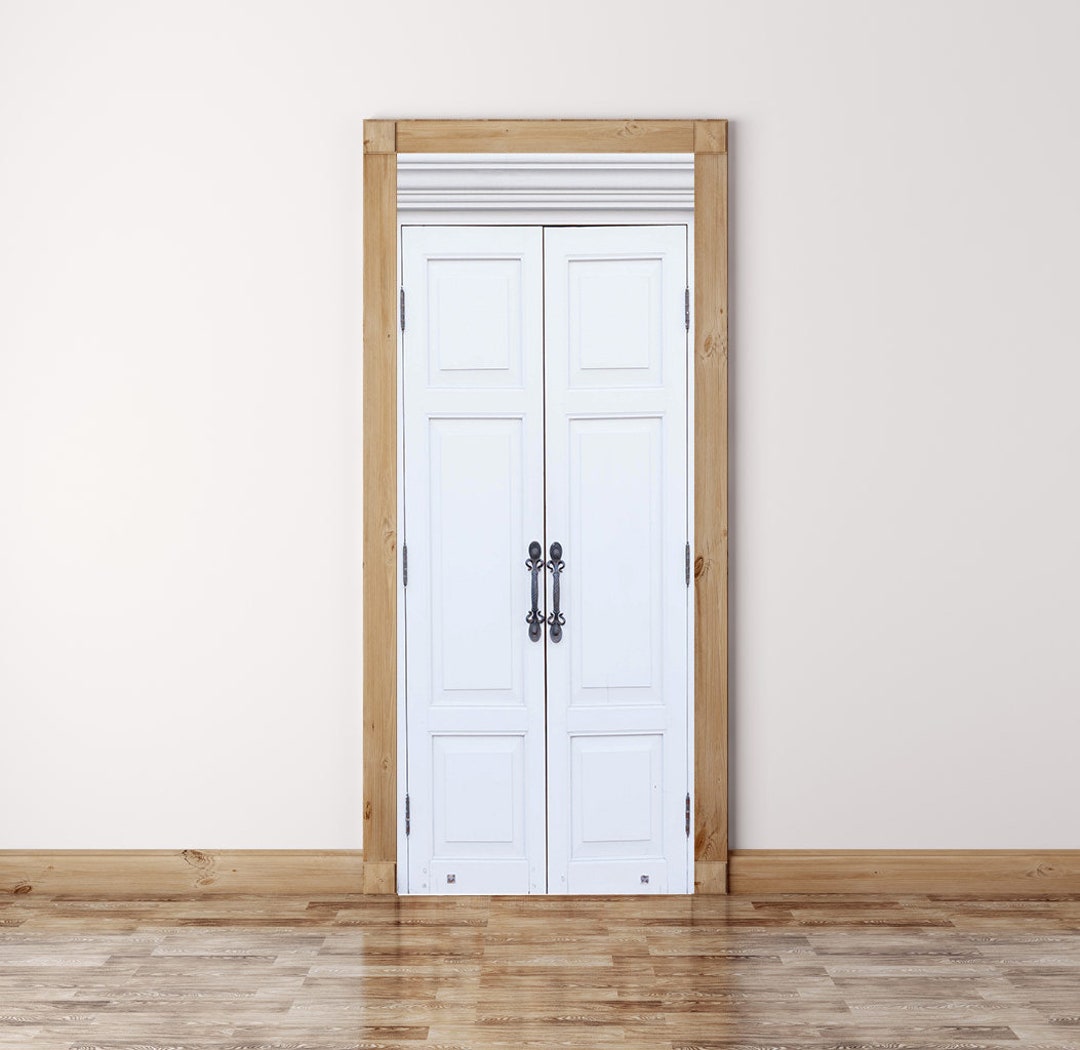 WHITE DOOR DECAL Mural, Vintage Door Wrap, White Door Sticker, Peel and ...