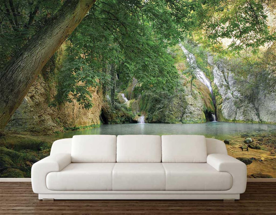 WATERFALL WALL DECAL, Relaxation Gift for Women, Calming Wall Art, Peel ...