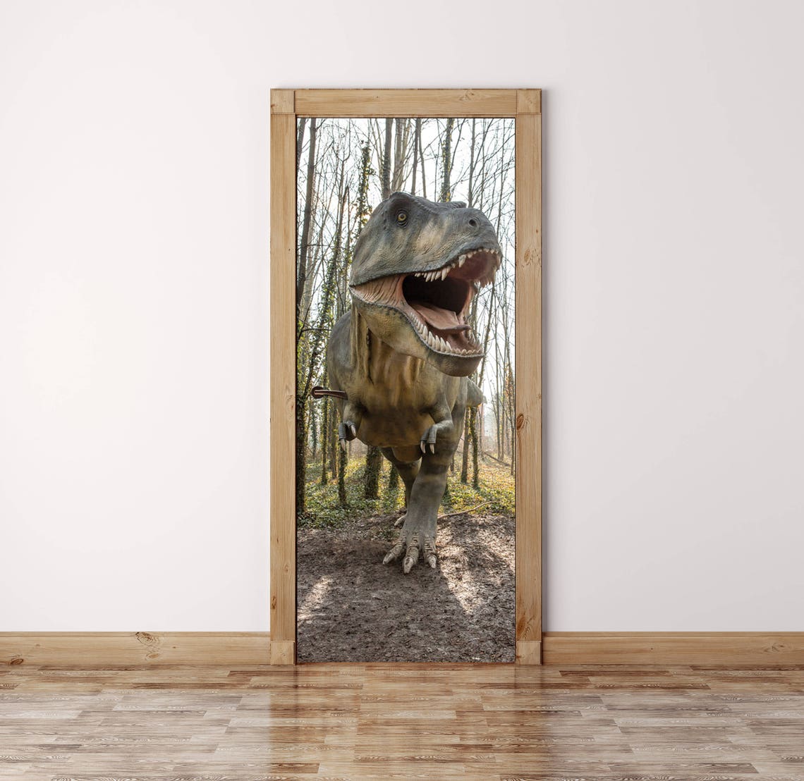 Dinosaur Door Decal: Peel and Stick Vinyl Door Wrap - Etsy