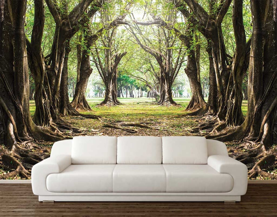 ENCHANTED FOREST DECOR, Forest Wallpaper, Trees Wallpaper, Peel and ...