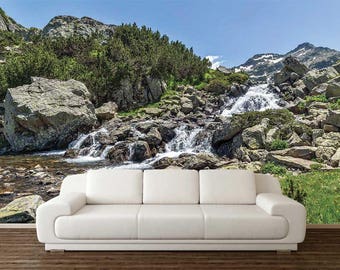 Mountain Scene Wall Mural Rocky Mountains Wallpaper Nature | Etsy