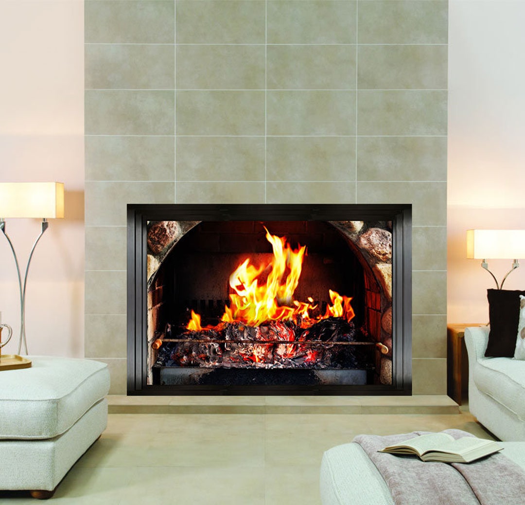 Fireplace Wall Sticker, Wall Mural, Wall Covering, Wall Decal, Wall Art ...