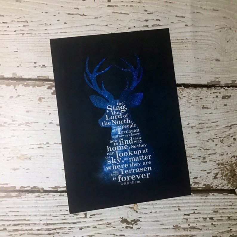 Throne Of Glass Print The Stag The Lord Of The North Etsy