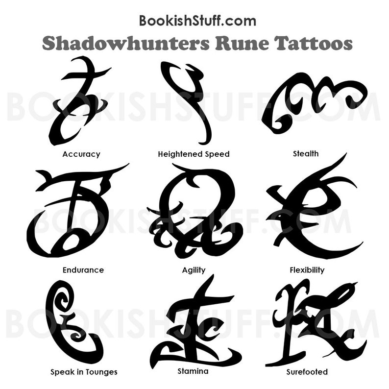 LARGE Shadowhunter Runes Tattoos Temporary Tattoo | Etsy
