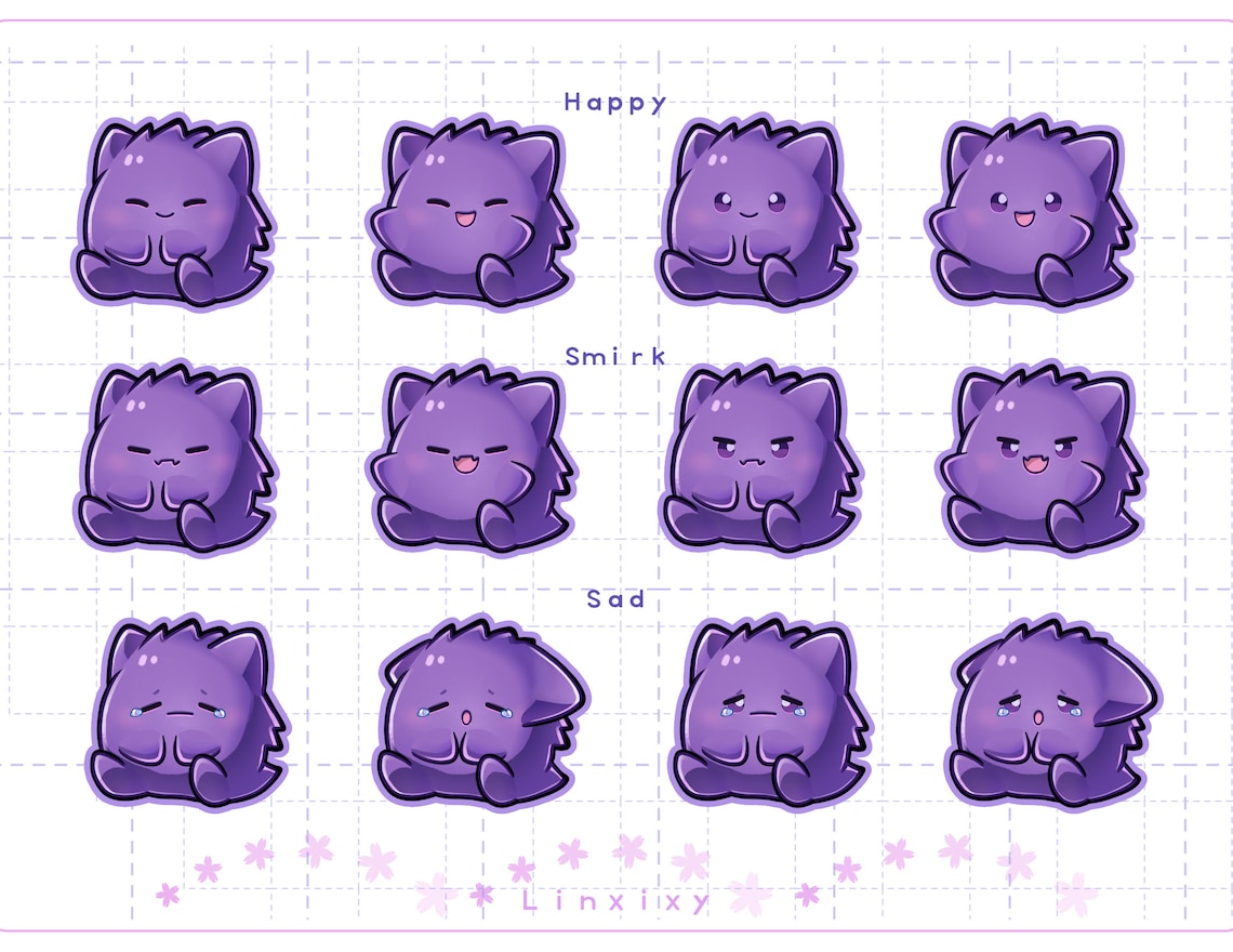 Pngtuber | Reactive Image | Gengar Pokemon Stream 12 Png Files for OBS ...