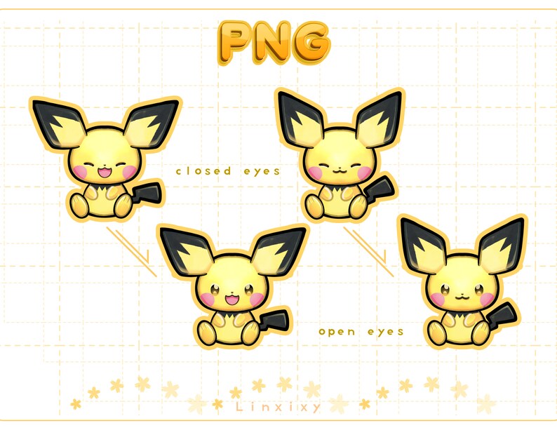 Pngtuber | Reactive Image | Pichu Pokemon Stream 4 Files for OBS ...