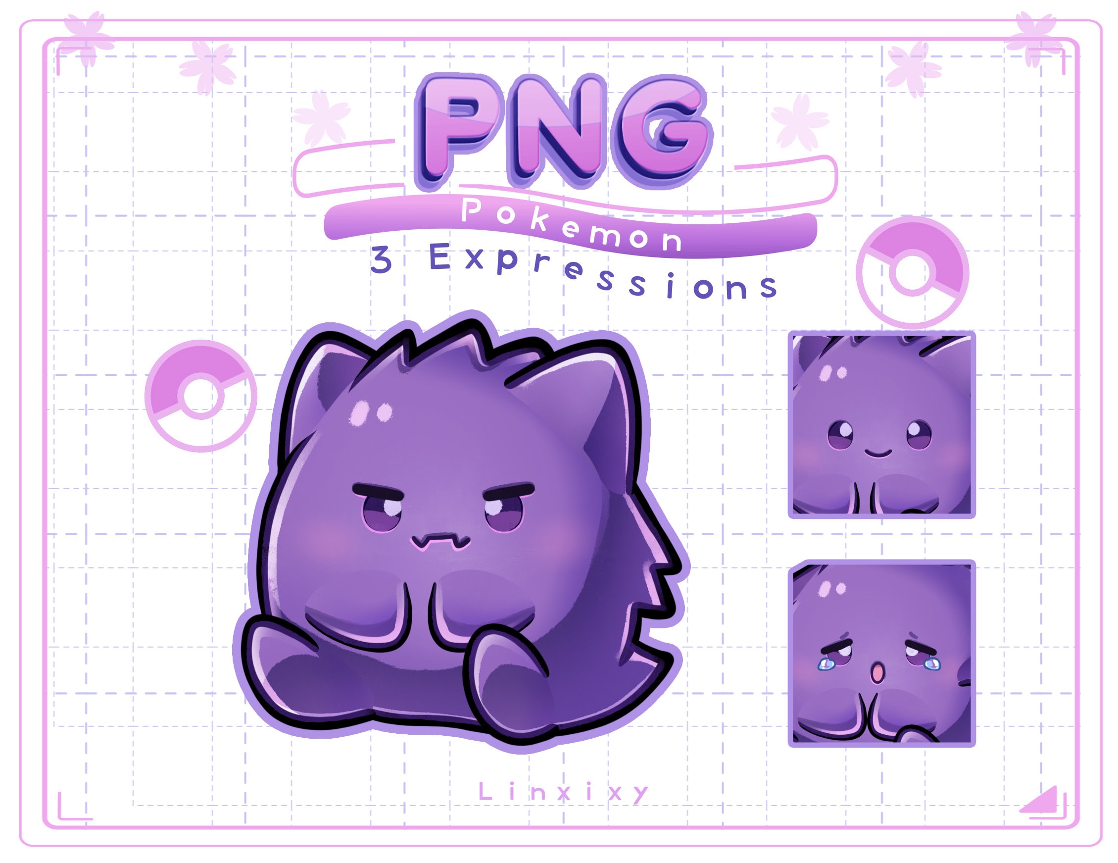 Pngtuber | Reactive Image | Gengar Pokemon Stream 12 Png Files for OBS ...