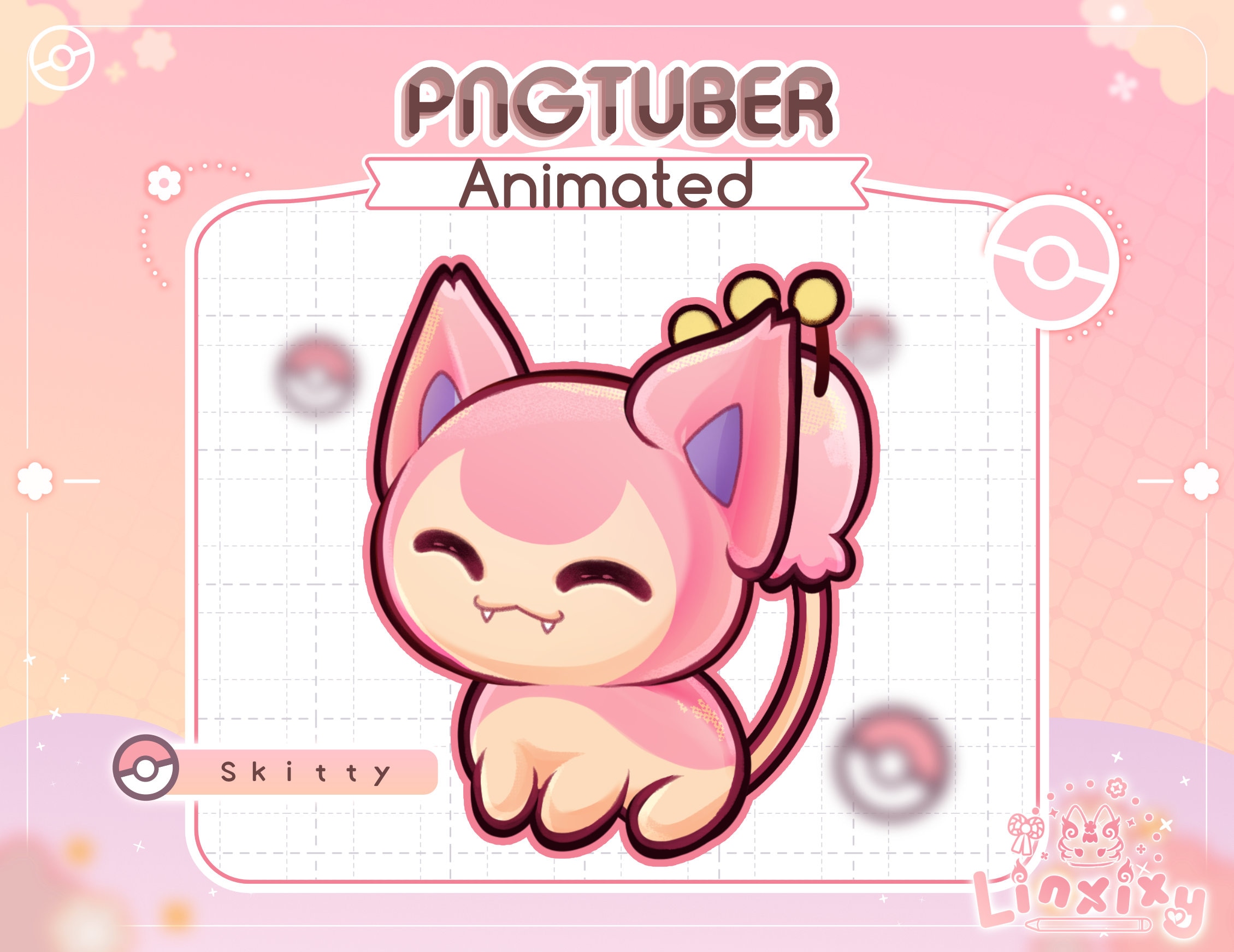 ANIMATED Pngtuber | Skitty Pokemon Stream File OBS | Voice Reactive ...