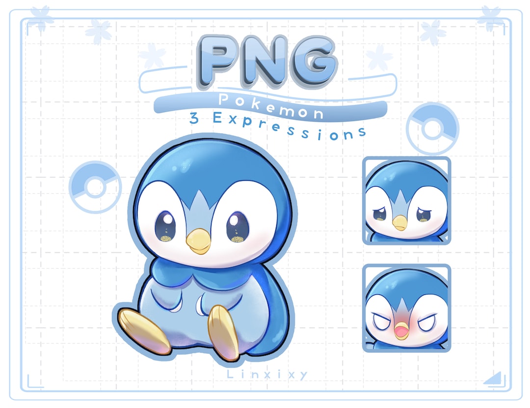 Pngtuber | Reactive Image | Piplup Pokemon Stream 12 Png Files for OBS ...