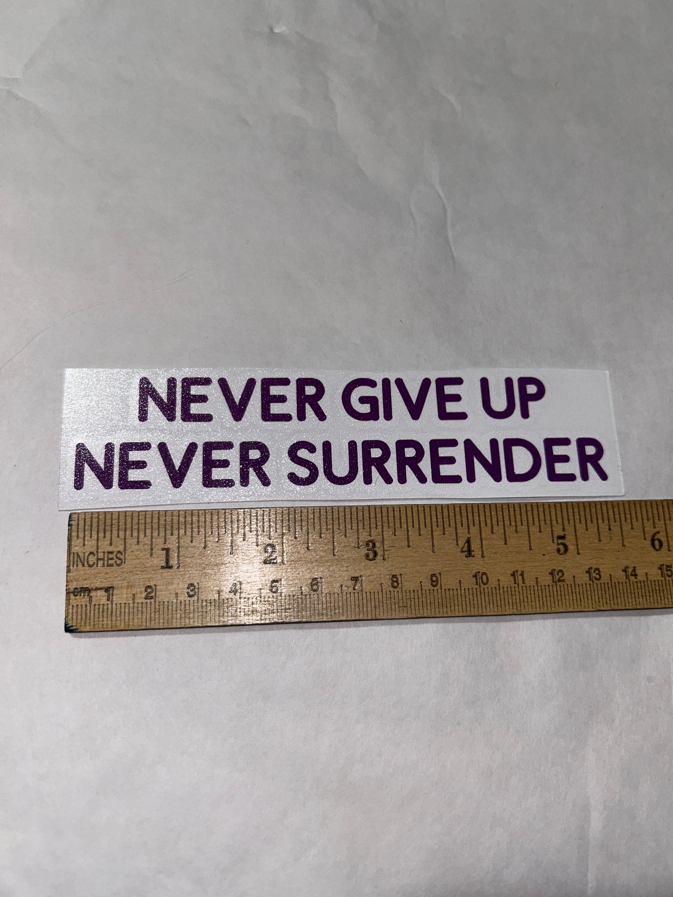 Never Give Up, Never Surrender Decal - Etsy
