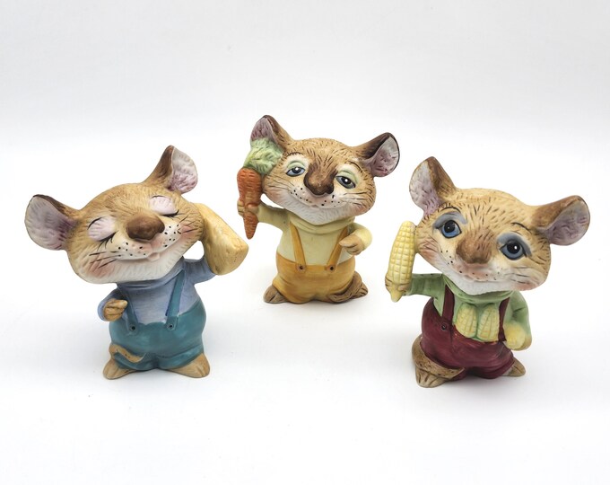 Vintage Mouse Trio Figurines Homco Mice Set of 3 Anthropomorphic ...