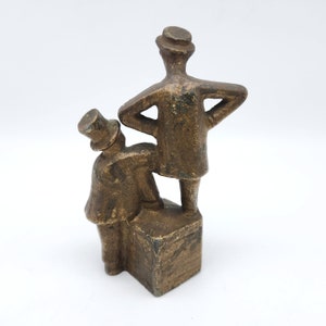 Vintage Mutt and Jeff Cast Metal or Lead 5 Figure Sculpture Bronze Gold ...