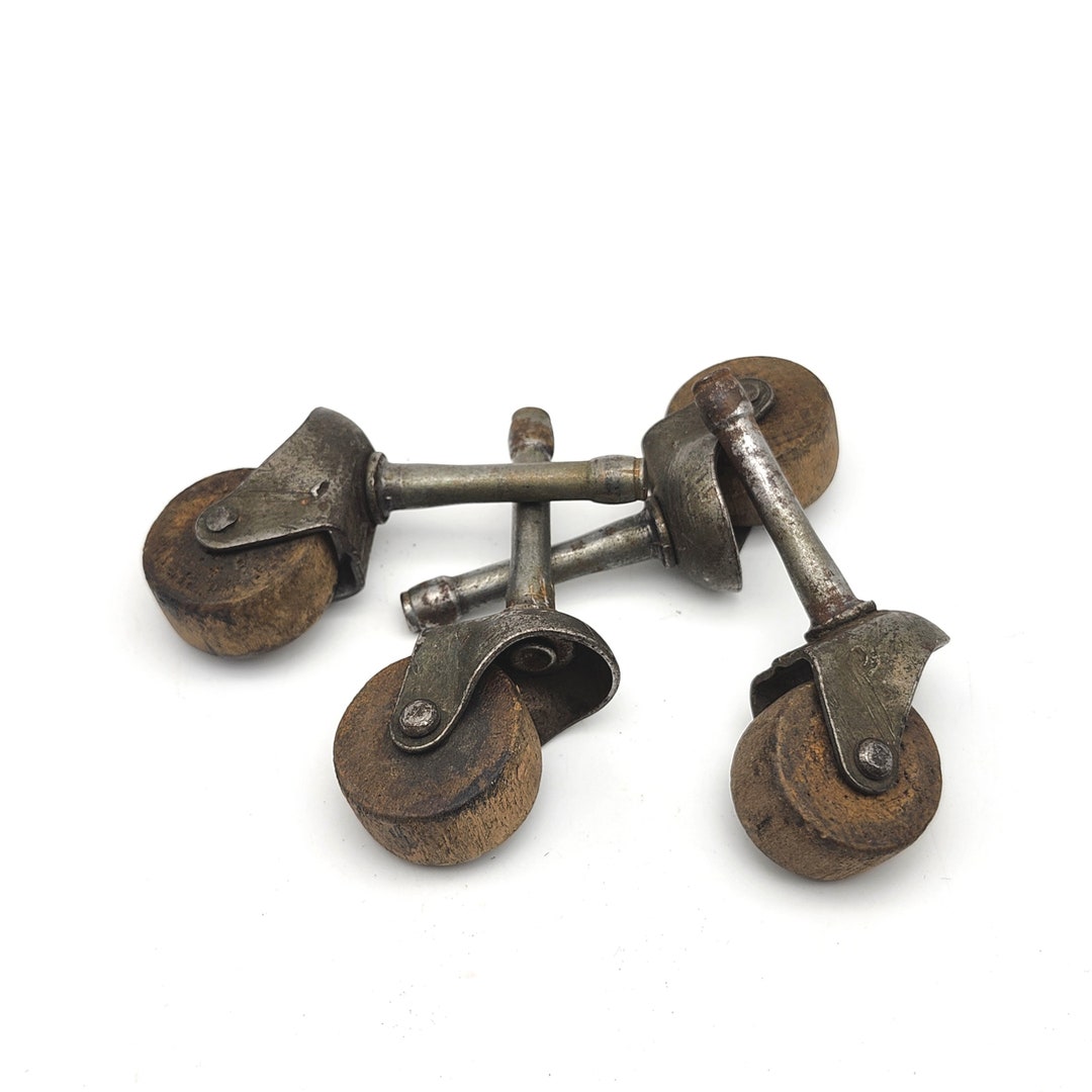 Vintage Caster Wheels Wooden Set of 4 Salvaged Hardware Supply Project ...