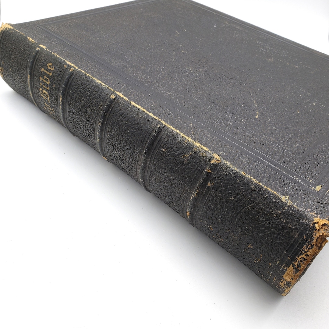 Large Antique Holy Bible 1890 Black Hardcover American Bible Society ...