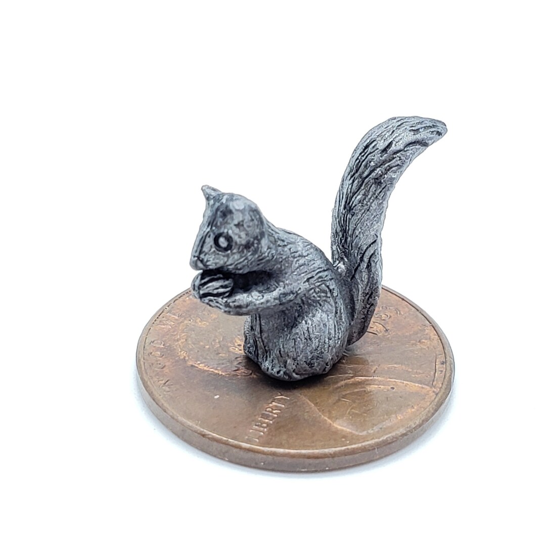 Vintage Miniature Squirrel Pewter Figurine Tiny Terrarium Micro ...