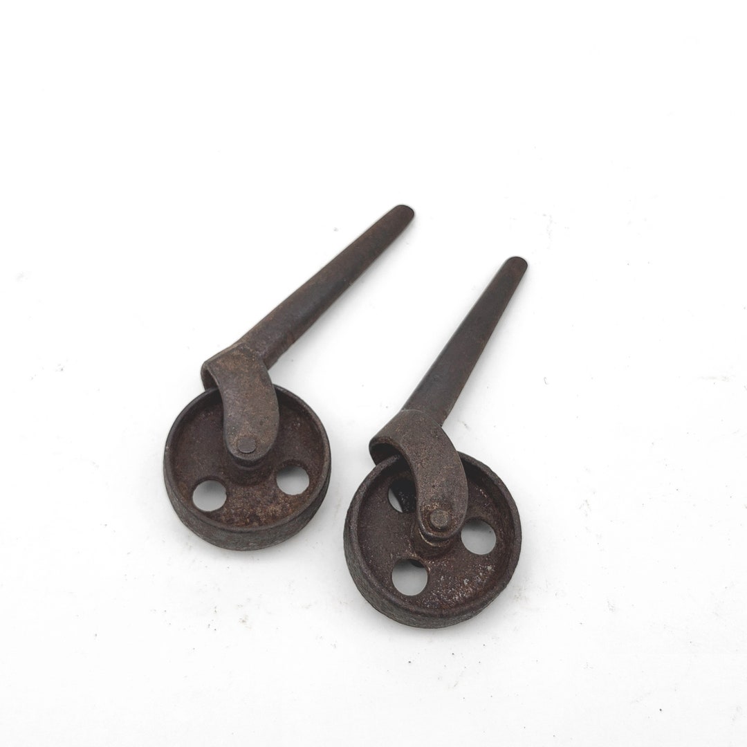 Vintage Caster Wheels Metal Set of 2 Salvaged Hardware Supply Project ...