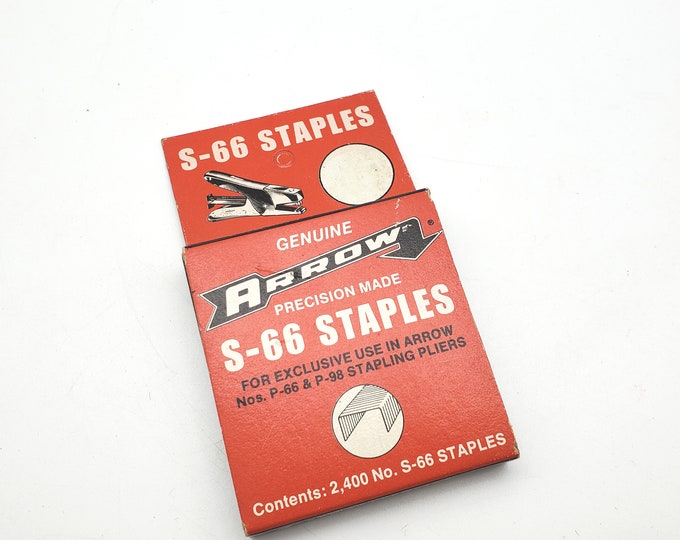 Vintage Arrow S-66 Staples Box of 2400 Staples for Use in P-66 and P-98 ...