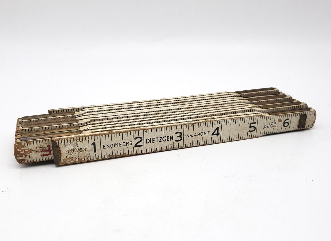 Vintage Dietzgen Wooden Folding Ruler No. 4906T Lock Joints Brass Wood ...