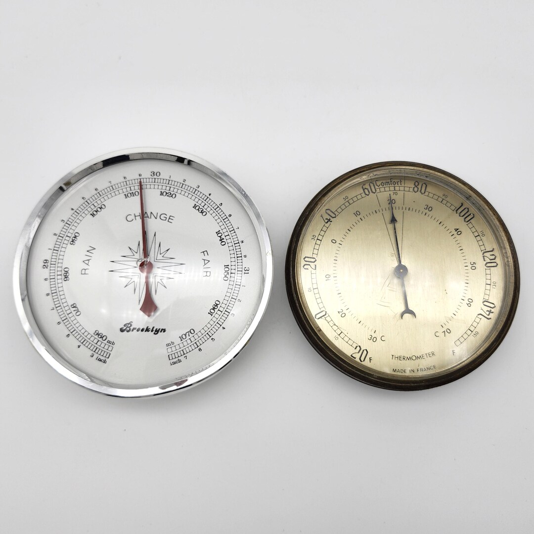Vintage Barometer Weather Station Face Dials Metal Glass Plastic Parts ...