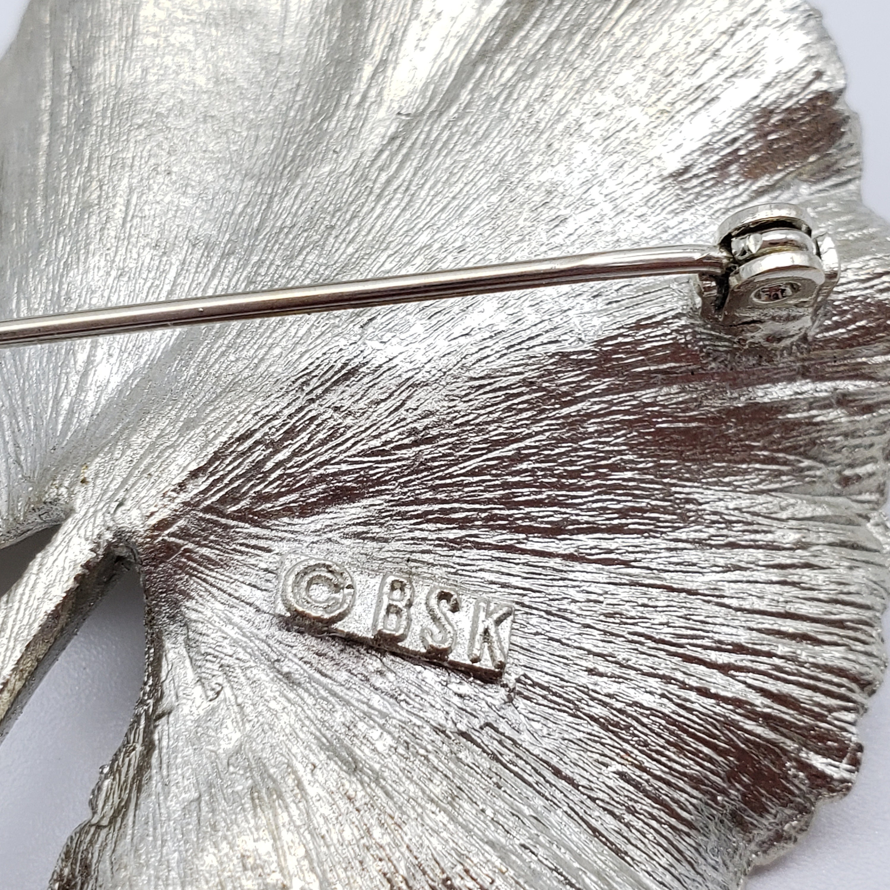 Vintage Leaf Brooch BSK Silver Tone Signed Pin Costume Jewelry - Etsy