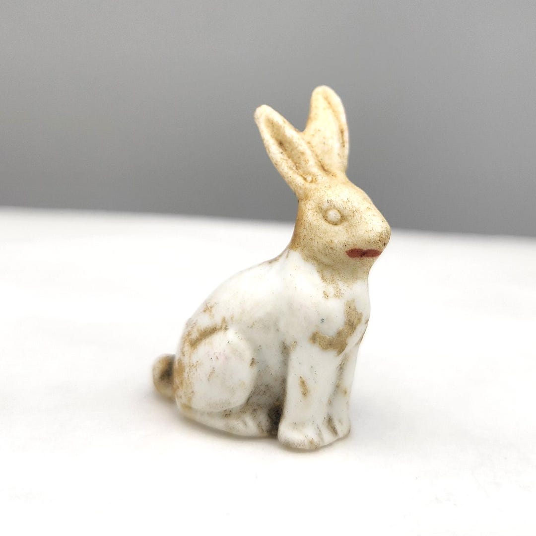 Vintage Bisque Miniature Rabbit Dollhouse Ceramic Porcelain Antique ...