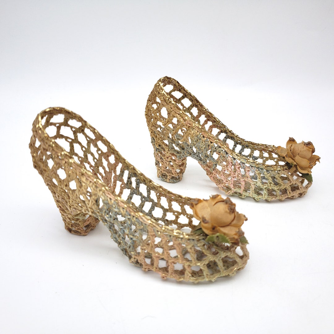 Vintage Crocheted Miniature High Heel Shoes Decorative 4 Doll Shoes - Etsy