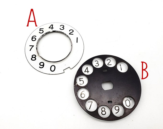 Vintage Rotary Telephone Number Dial Plate Enamel Porcelain Metal Part ...