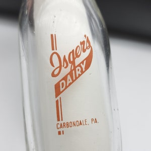 Vintage Isger's Dairy Milk Bottle Half Pint Carbondale PA Orange Green ...