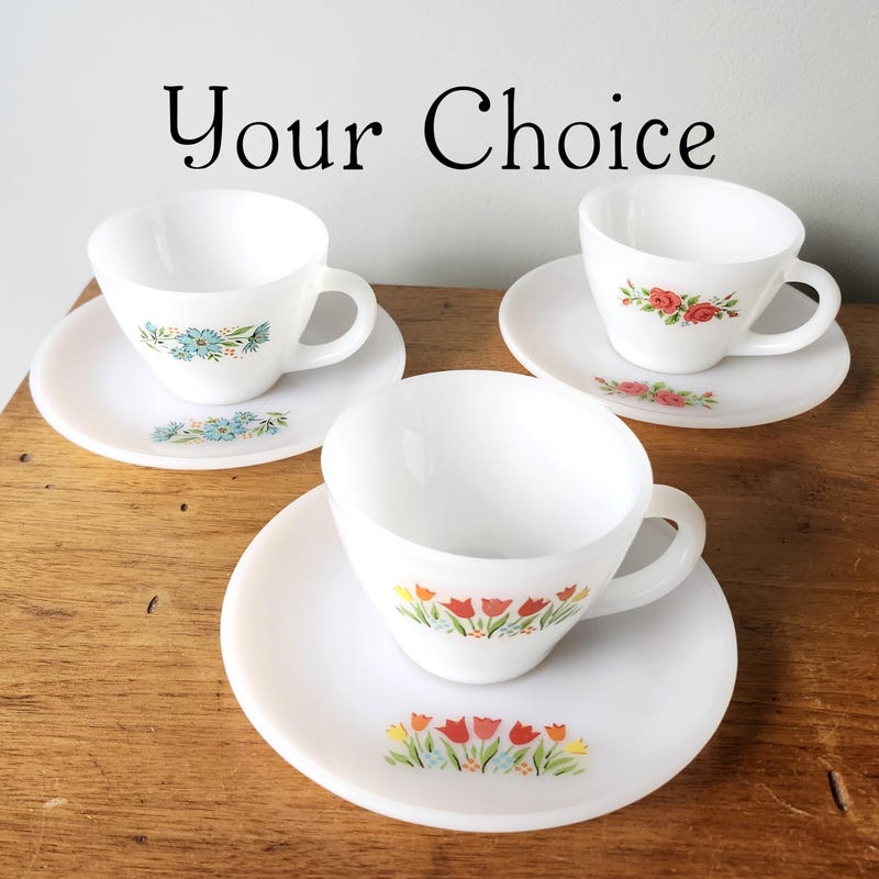 Milk Glass Rose Tea Cup - Etsy