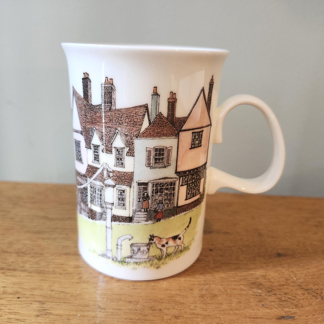 Vintage Sue Scullard Village Greens Cats Houses Mug Dunoon Bone China ...