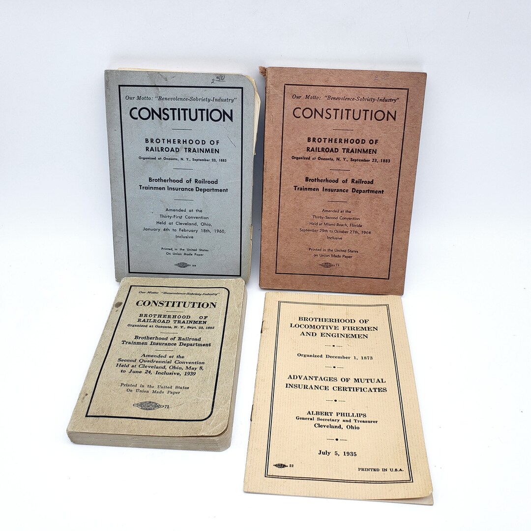 Vintage Brotherhood of Railroad Trainmen Constitution Books 1930s 1960s ...