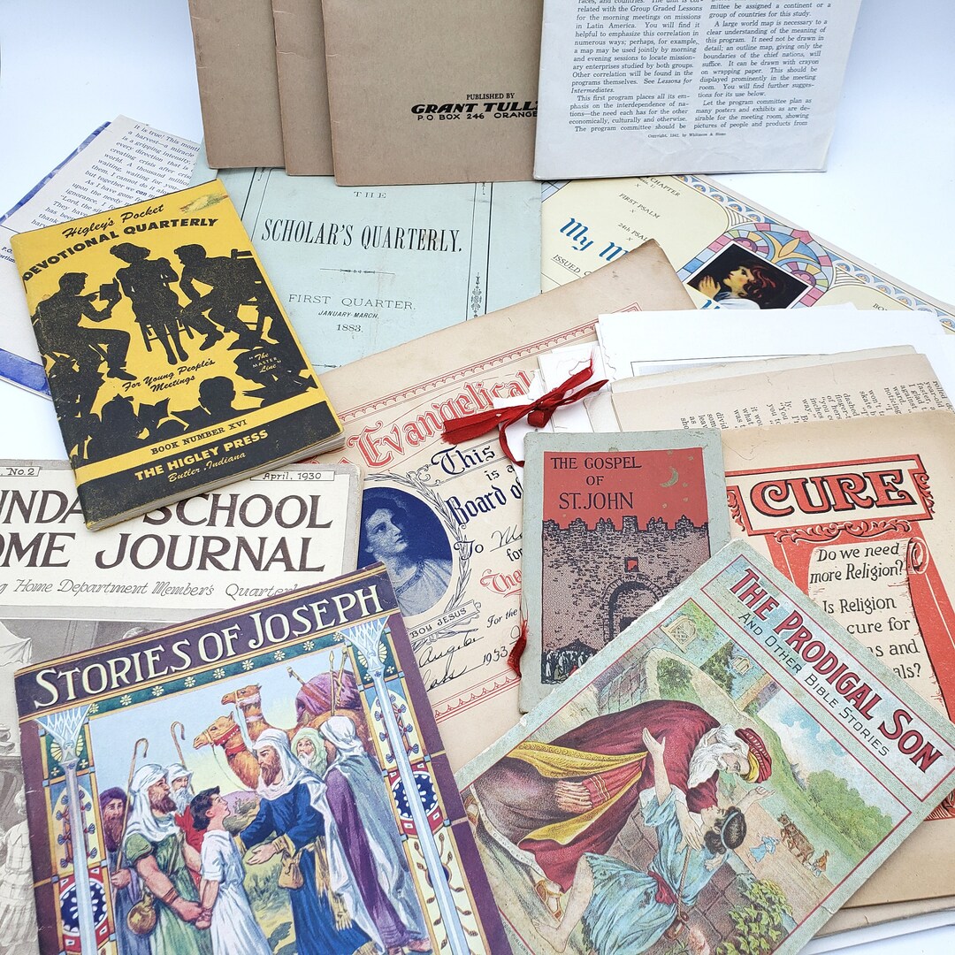 Vintage Ephemera Hymnal Pages Paper Art Booklets Sunday School Church ...