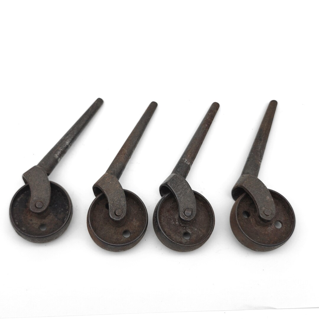 Vintage Caster Wheels Metal Set of 4 Salvaged Hardware Supply Project ...