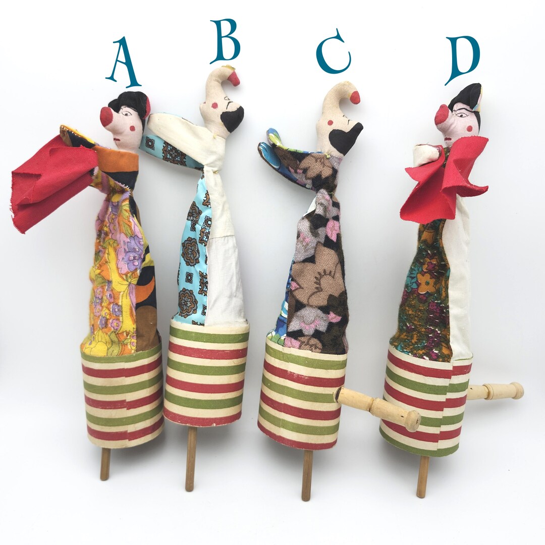 Vintage Stick Puppet Cloth Cardboard Tube Weird Push up Figure Old ...