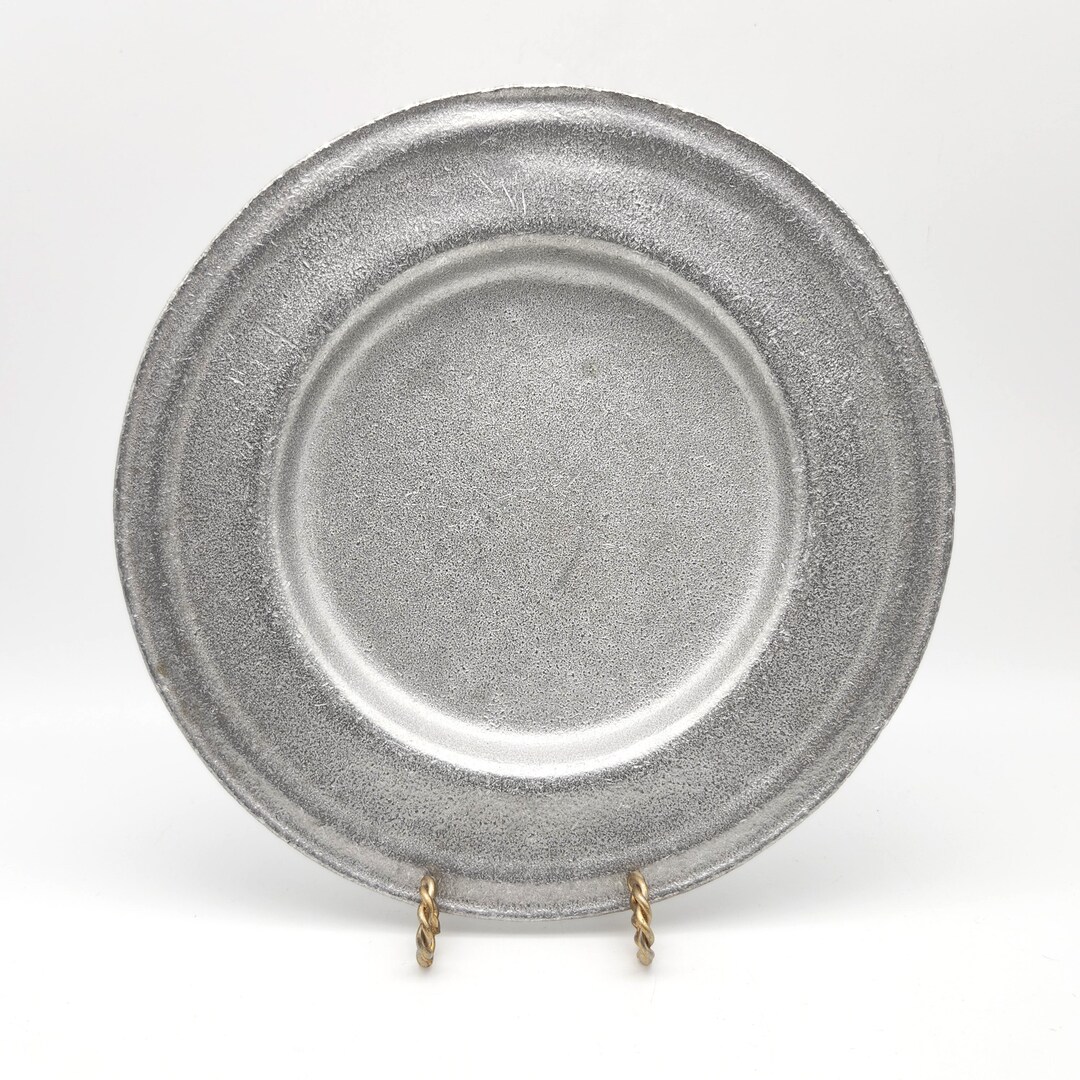 Vintage Metal Plate 8 1/4" Primitive Kitchen Dining Centerpiece Candle ...